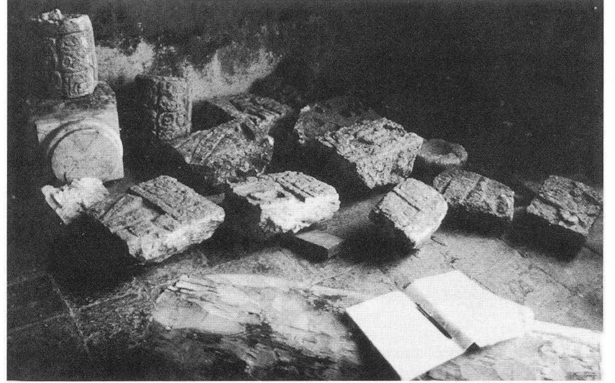 Relief sculptures from dzibilnocac. photograph by k. h.