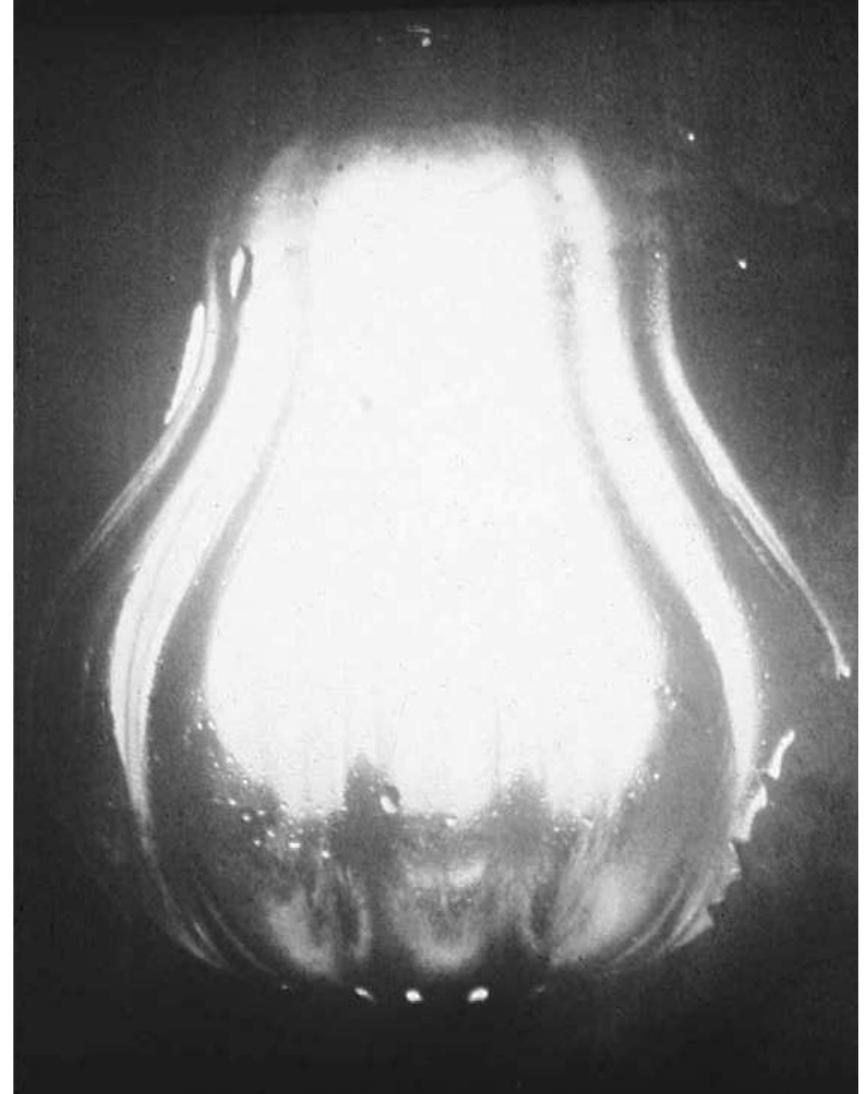 15 close-up view of a weeping glass vessel, showing the