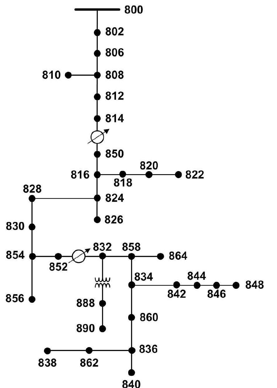 Schematic diagram of the ieee 34-bus test distribution