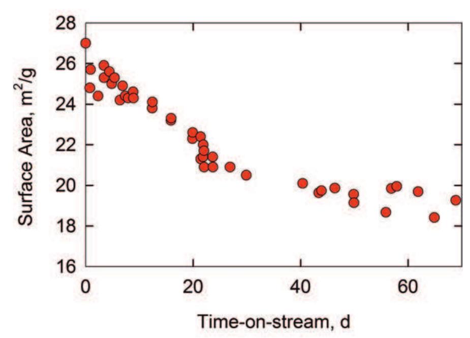 1 monitoring of catalyst surface area in a pilot plant in