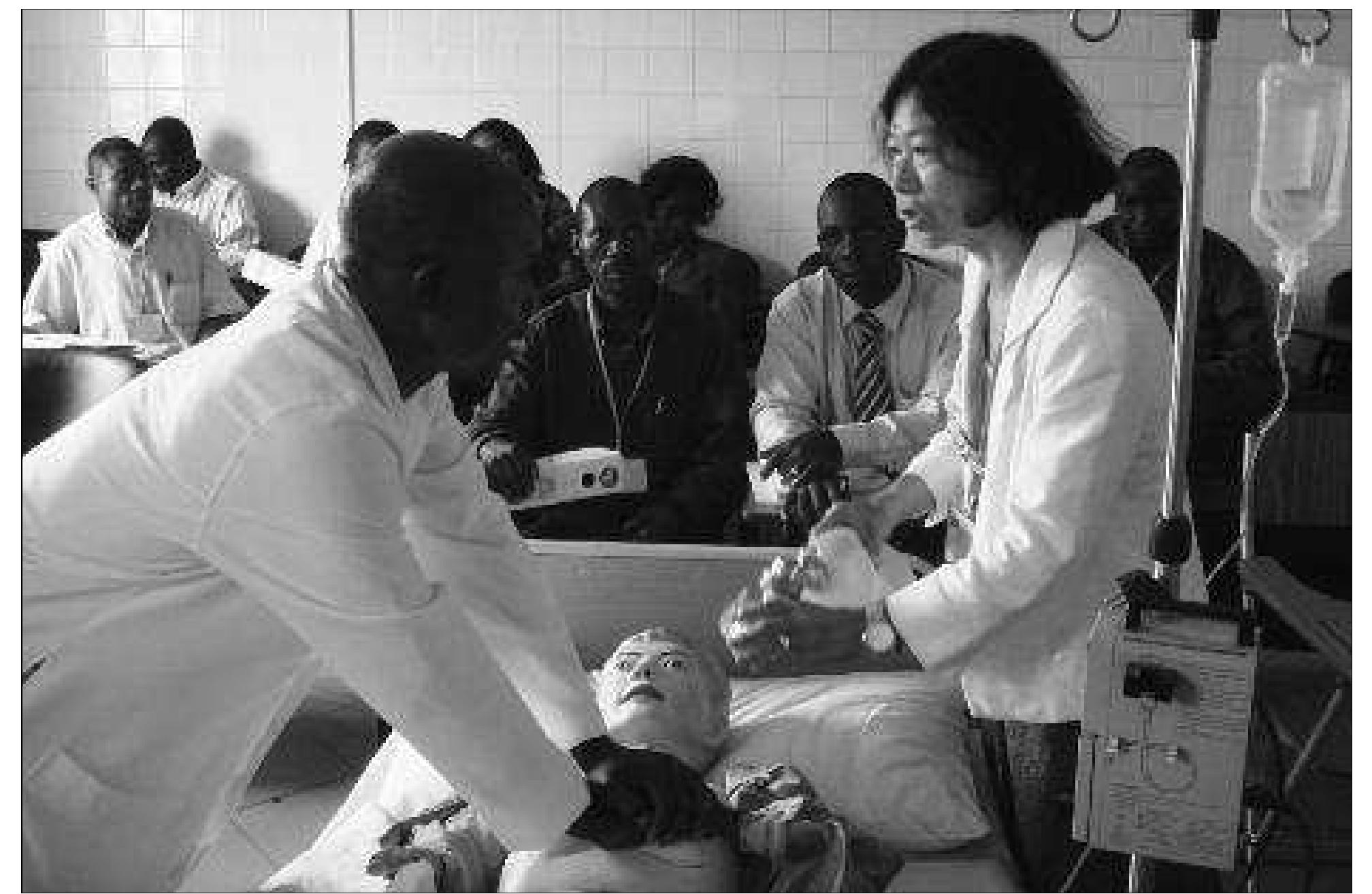 A japanese medical expert trains nursing staffers of josina