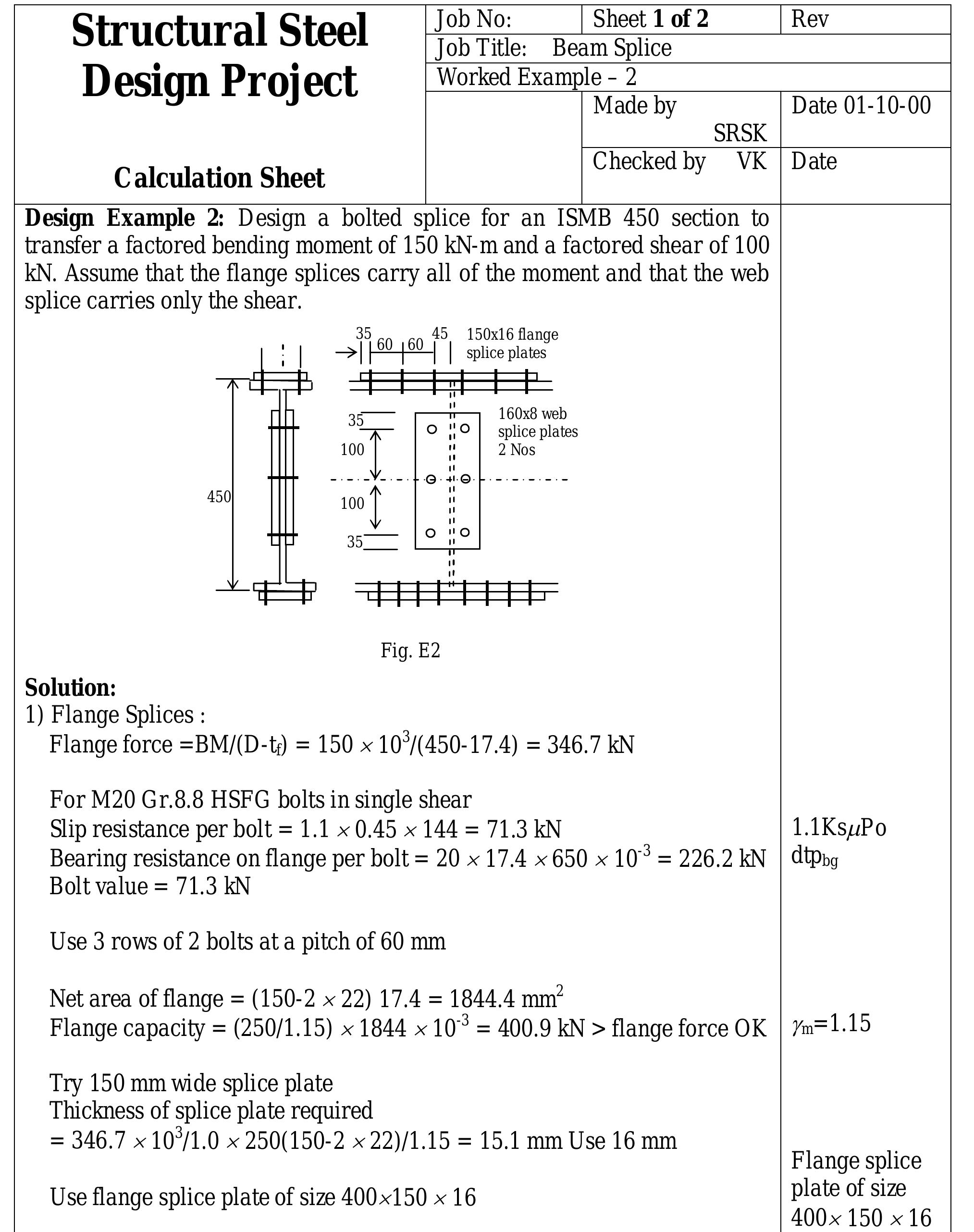(PDF) Structural Steel Design Project Calculation Sheet