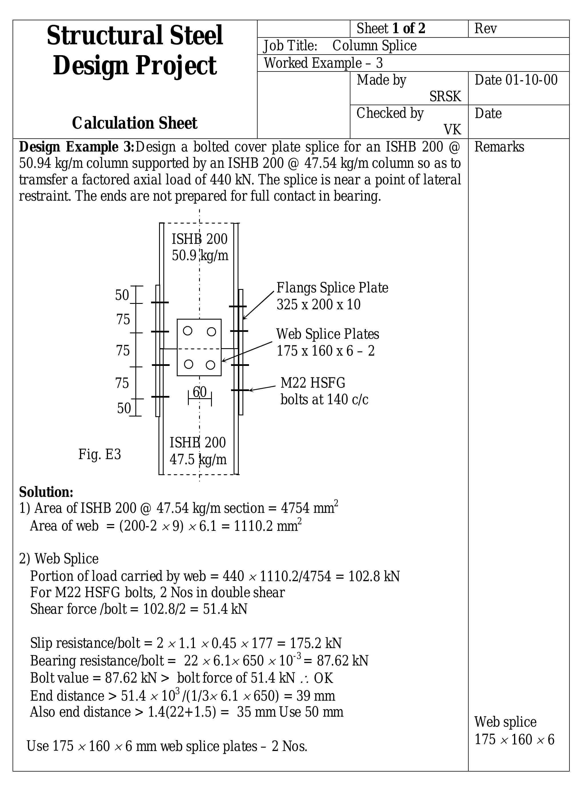(PDF) Structural Steel Design Project Calculation Sheet