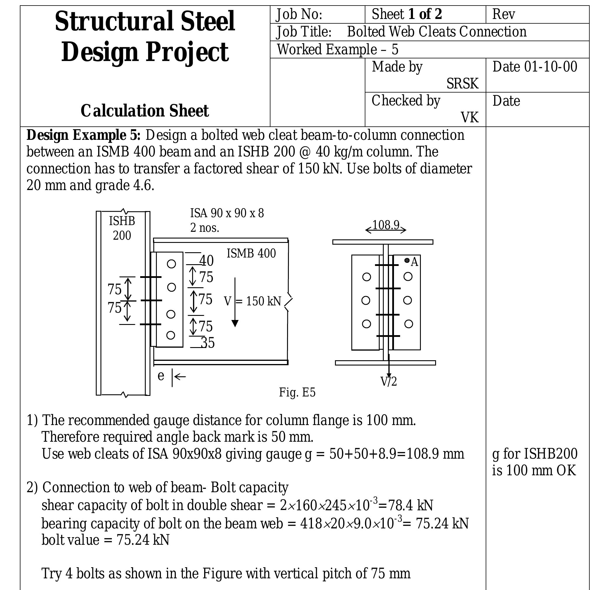 (PDF) Structural Steel Design Project Calculation Sheet