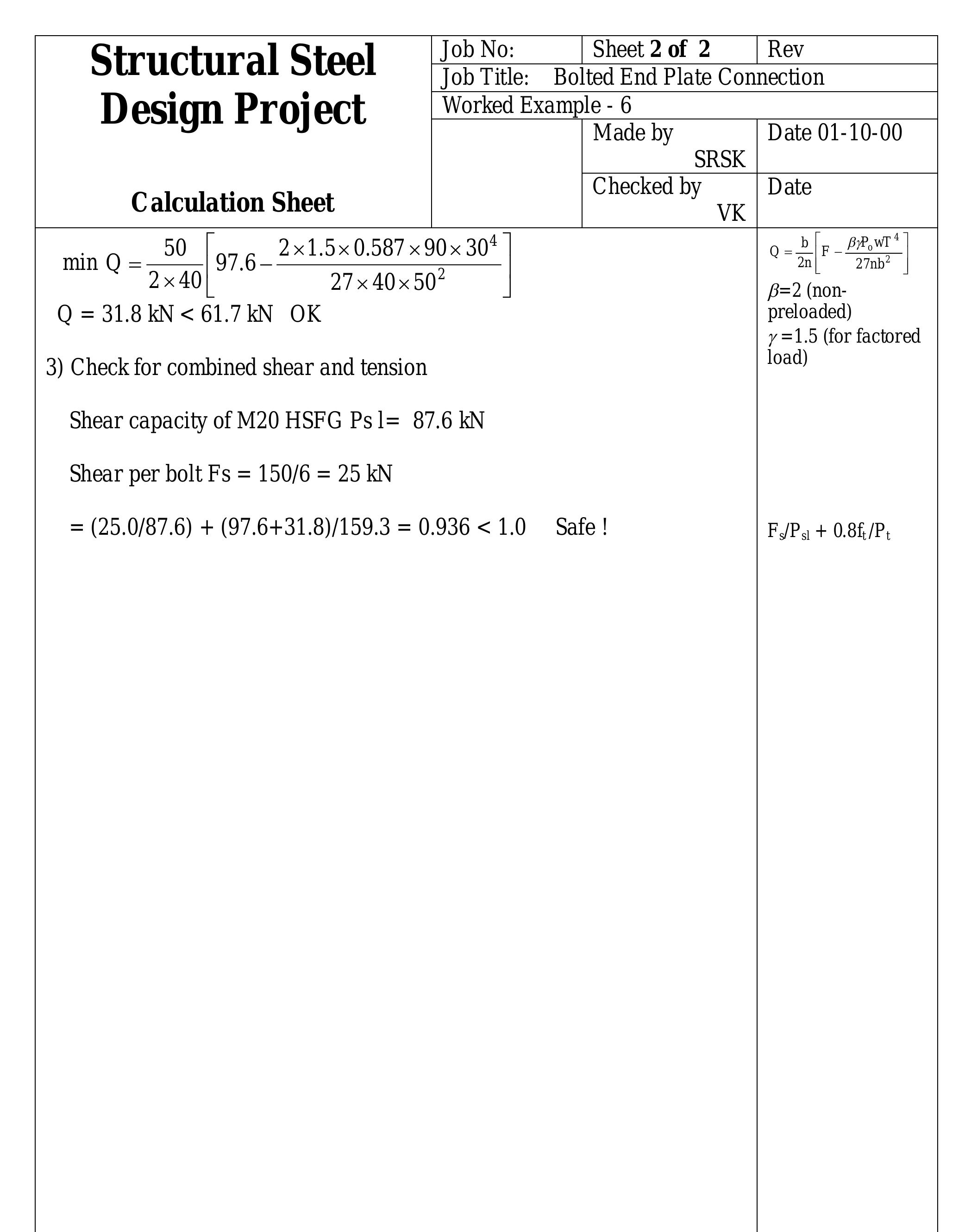 (PDF) Structural Steel Design Project Calculation Sheet