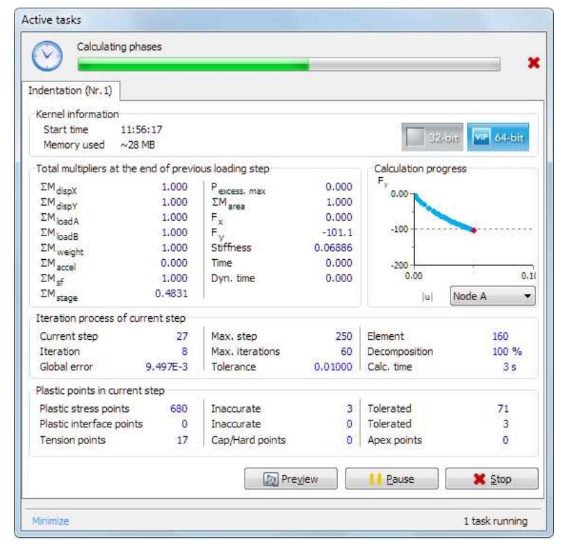 15 the active tasks window displaying information about the