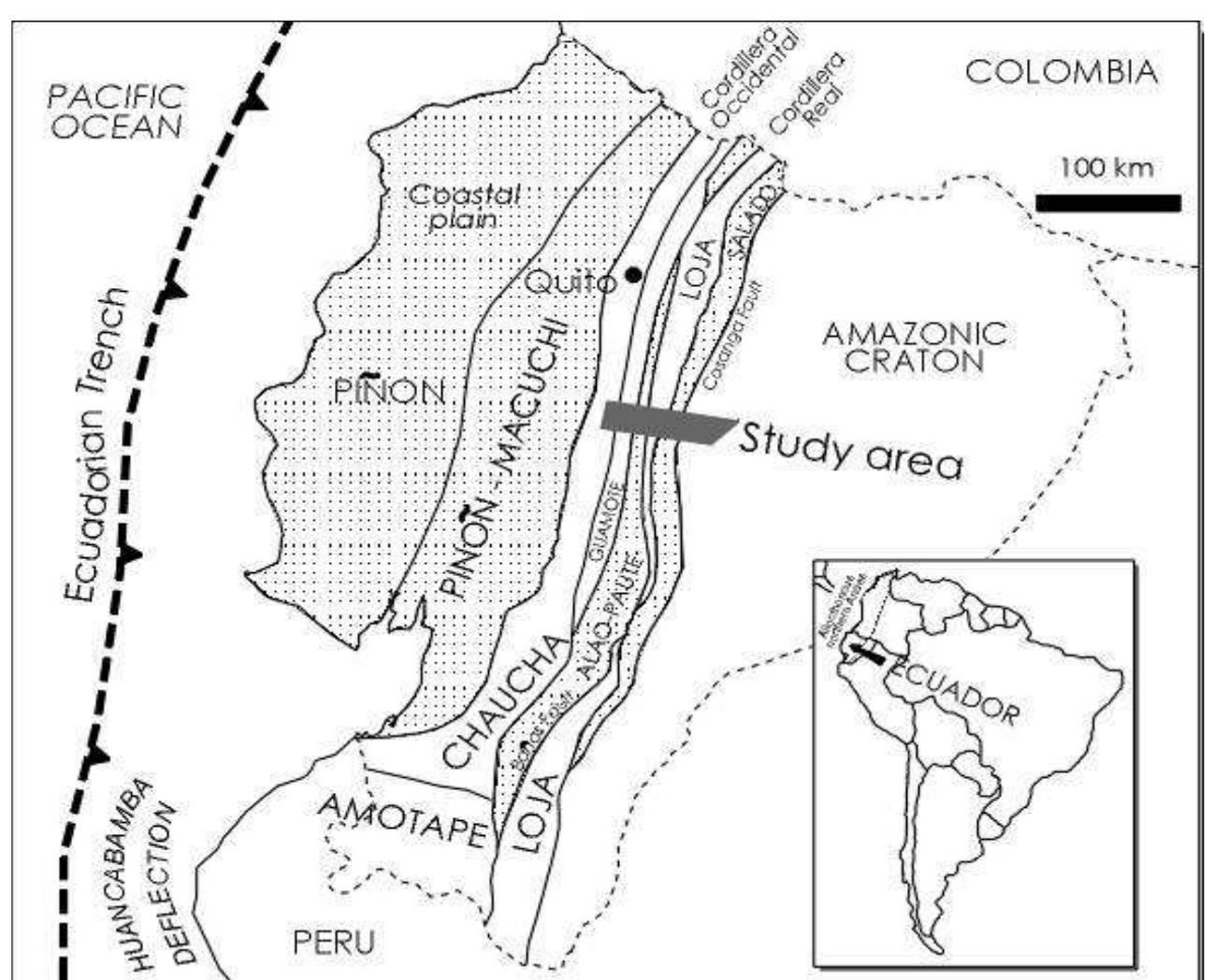 Simplified terrane map of ecuador (litherland et al, 1994).