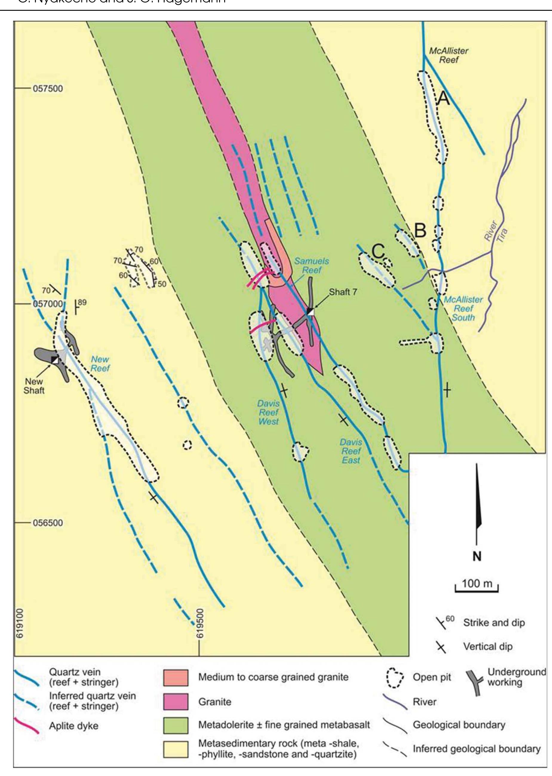 Geological map of the tira mine; modified after schumann