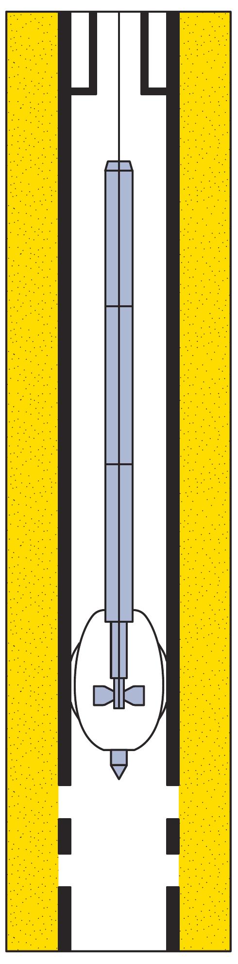 Schematic diagram of a production logging tool showing the