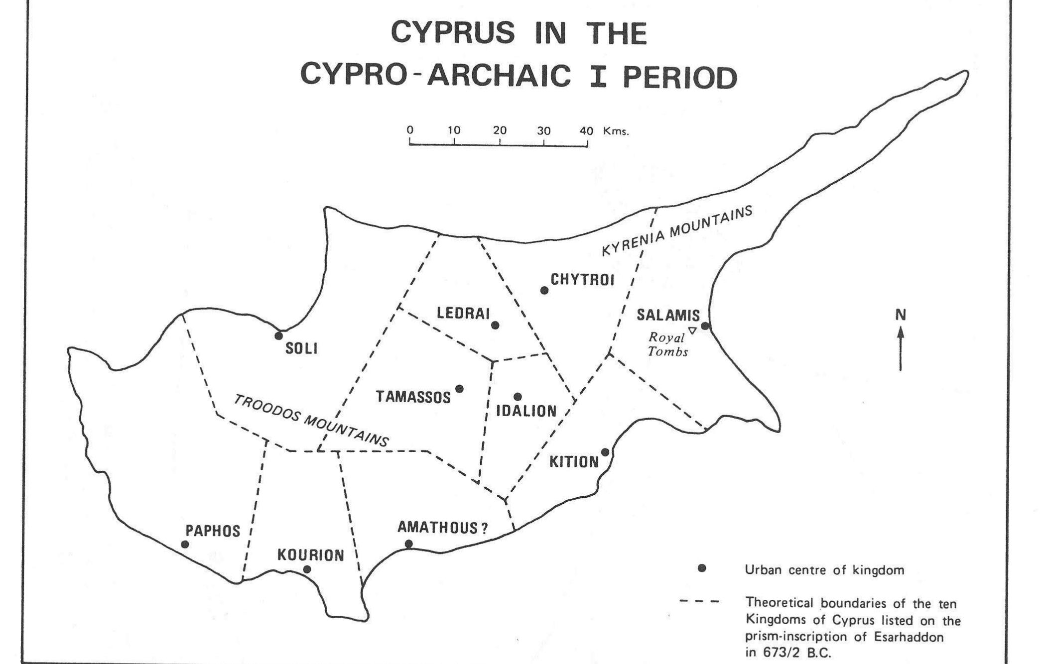 Map of cyprus depicting the theoretical boundaries of the