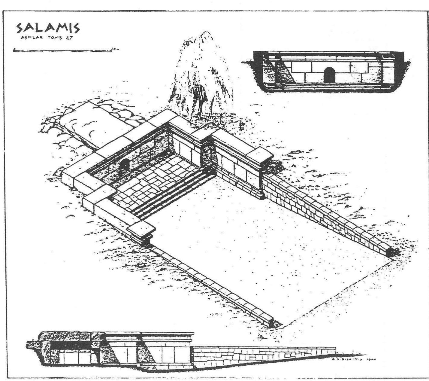 Isometric drawing of the reconstructed dromos and chamber of