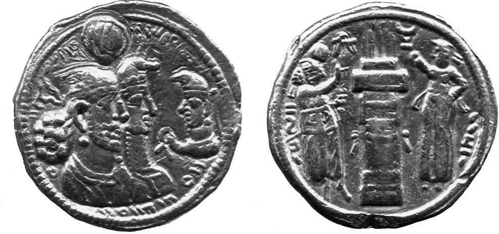 Gold dinar of bahram ii (ad 276-293), sasanian king of iran