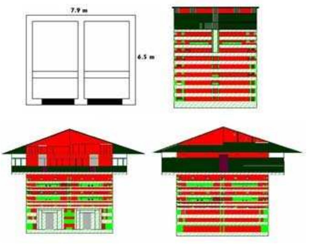 Plan and elevation of the five-storied structure given ir