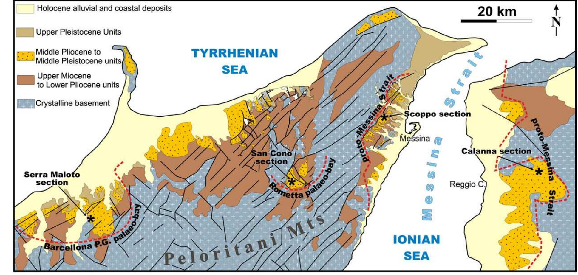 Geological map of the ne sicily and sw calabria forming the