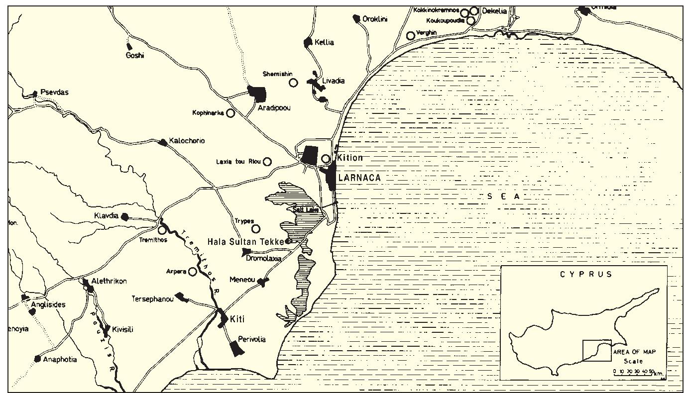 Map of the region of larnaka/kition (k. nicolaou, the