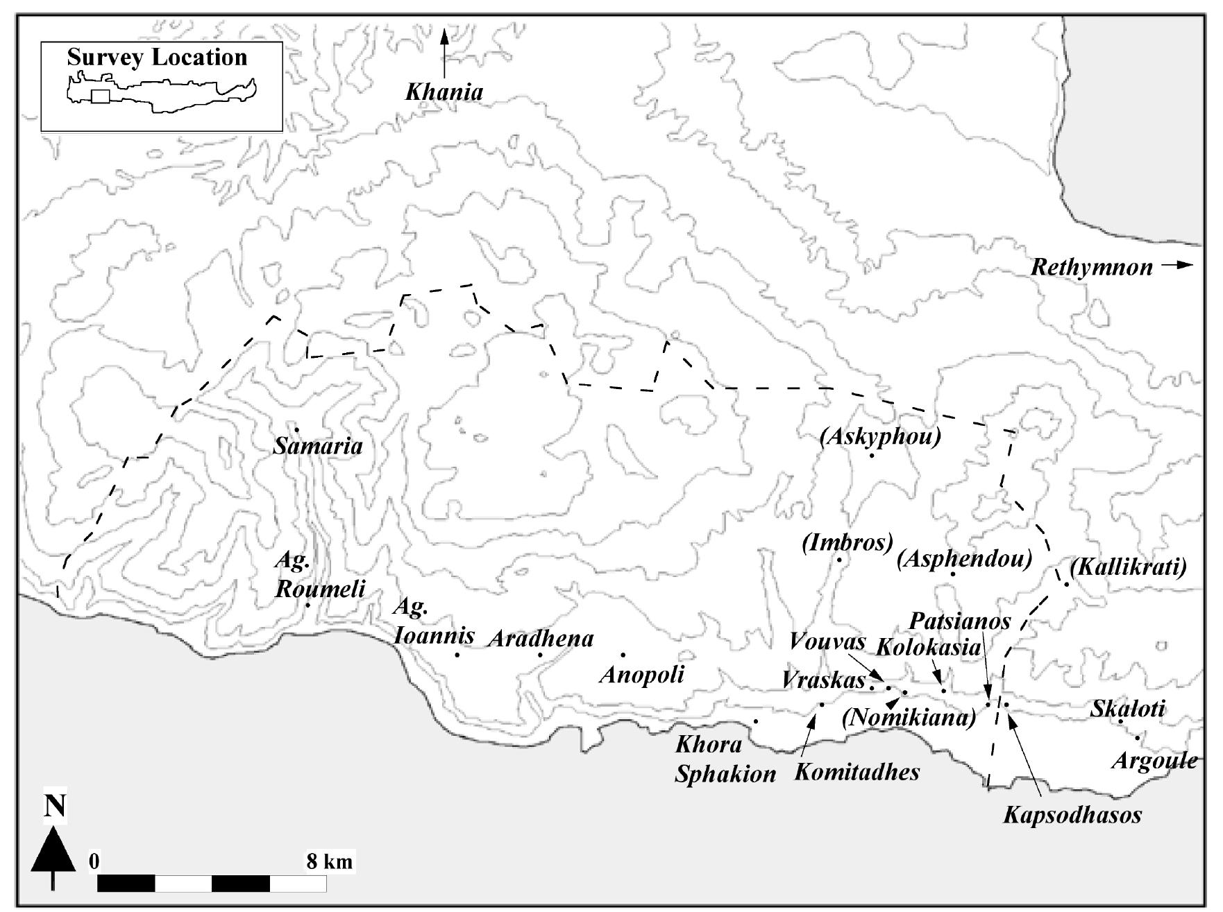 Map 1 - the area of the sphakia survey: map of principal