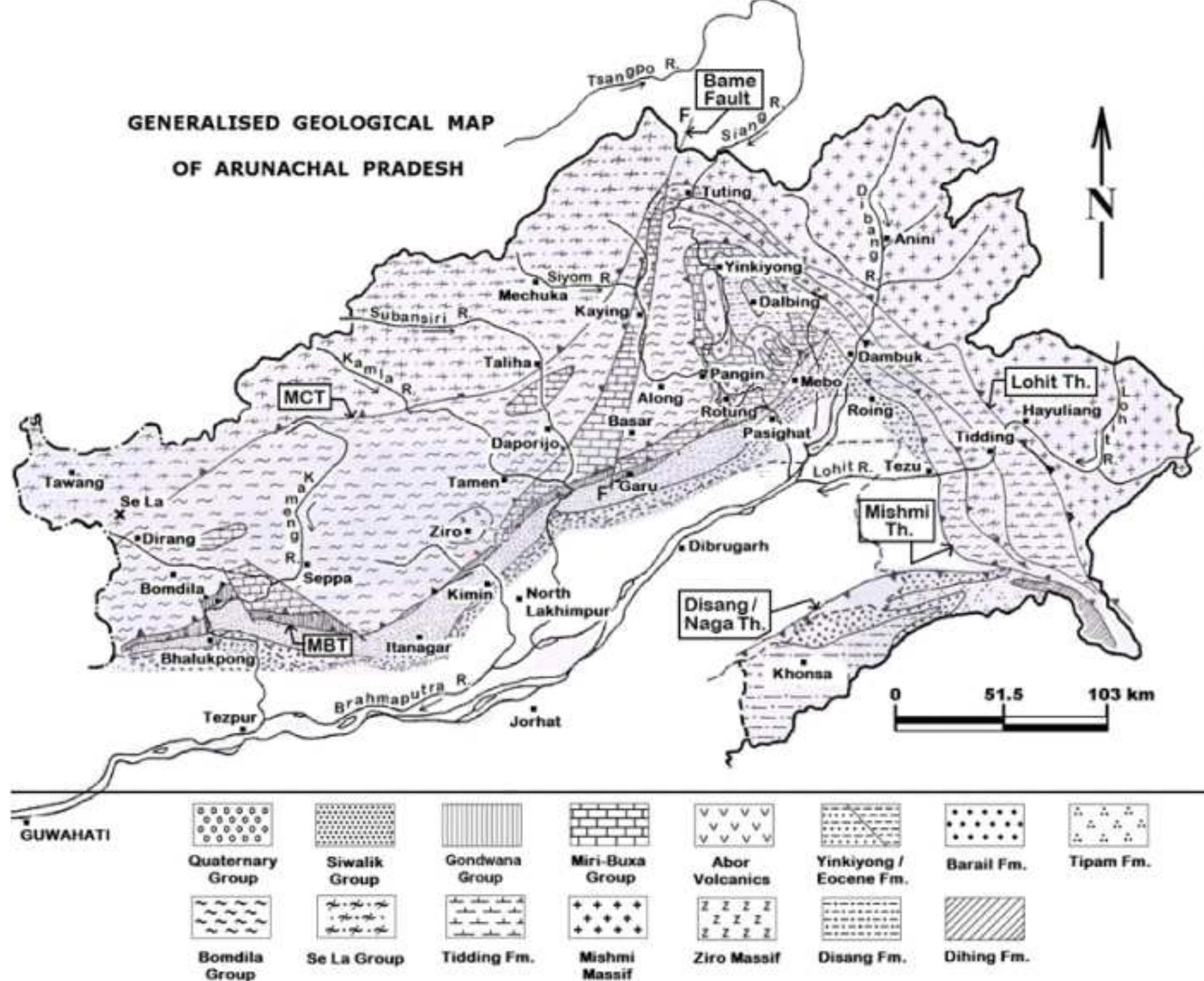 Generalized geological map of arunachal pradesh (singh, Generalized geological map of arunachal pradesh (singh,