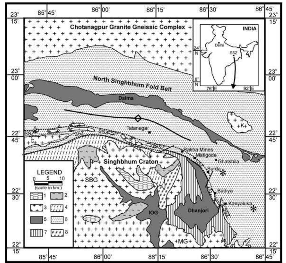 Geological map showing the distribution of stratigraphic