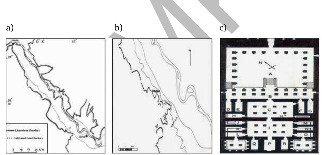 La—c. a— map of sohag governorate, b — map of abydos area,