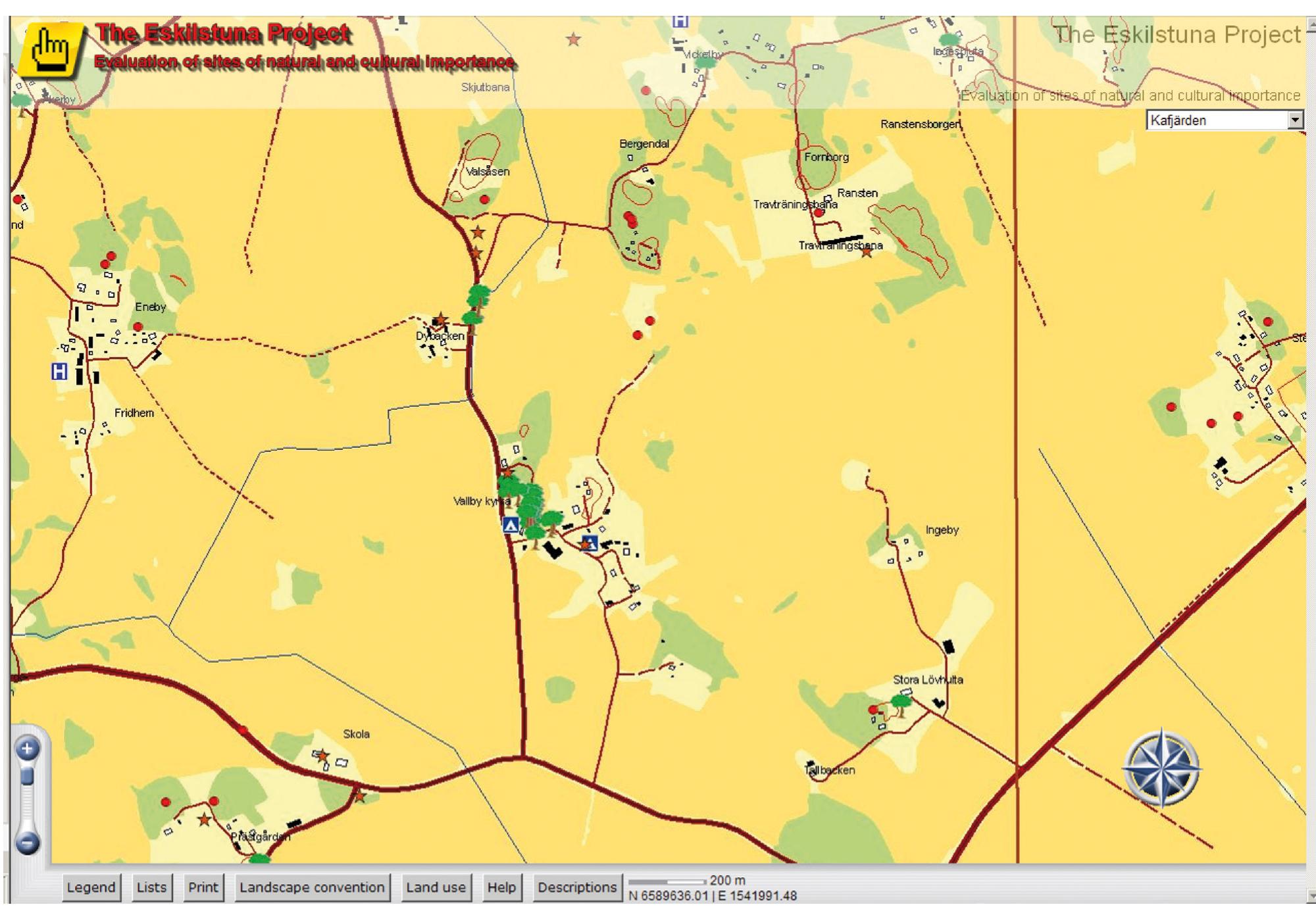 Detailed map with different gis layers.