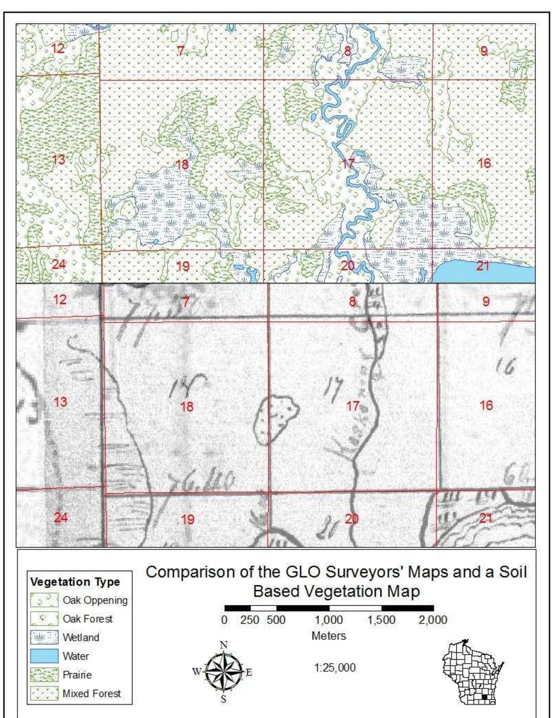 Comparison of glo and soil based vegetation map.