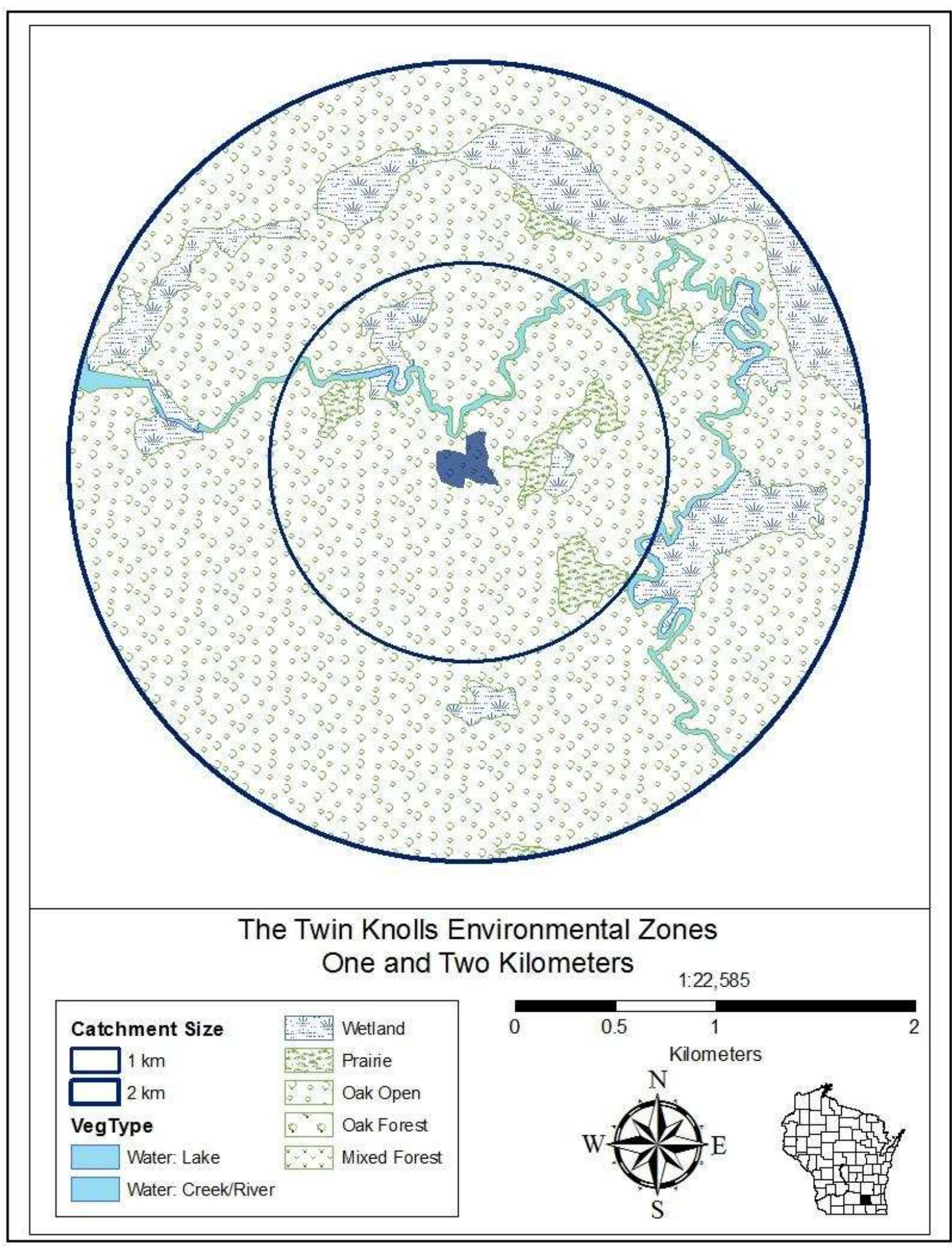 Map of environmental zones around twin knolls.