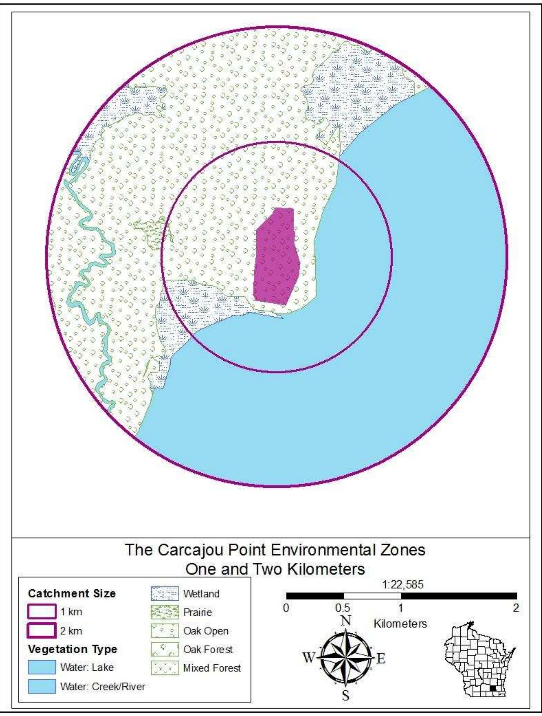 Map of environmental zones around carcajou point.