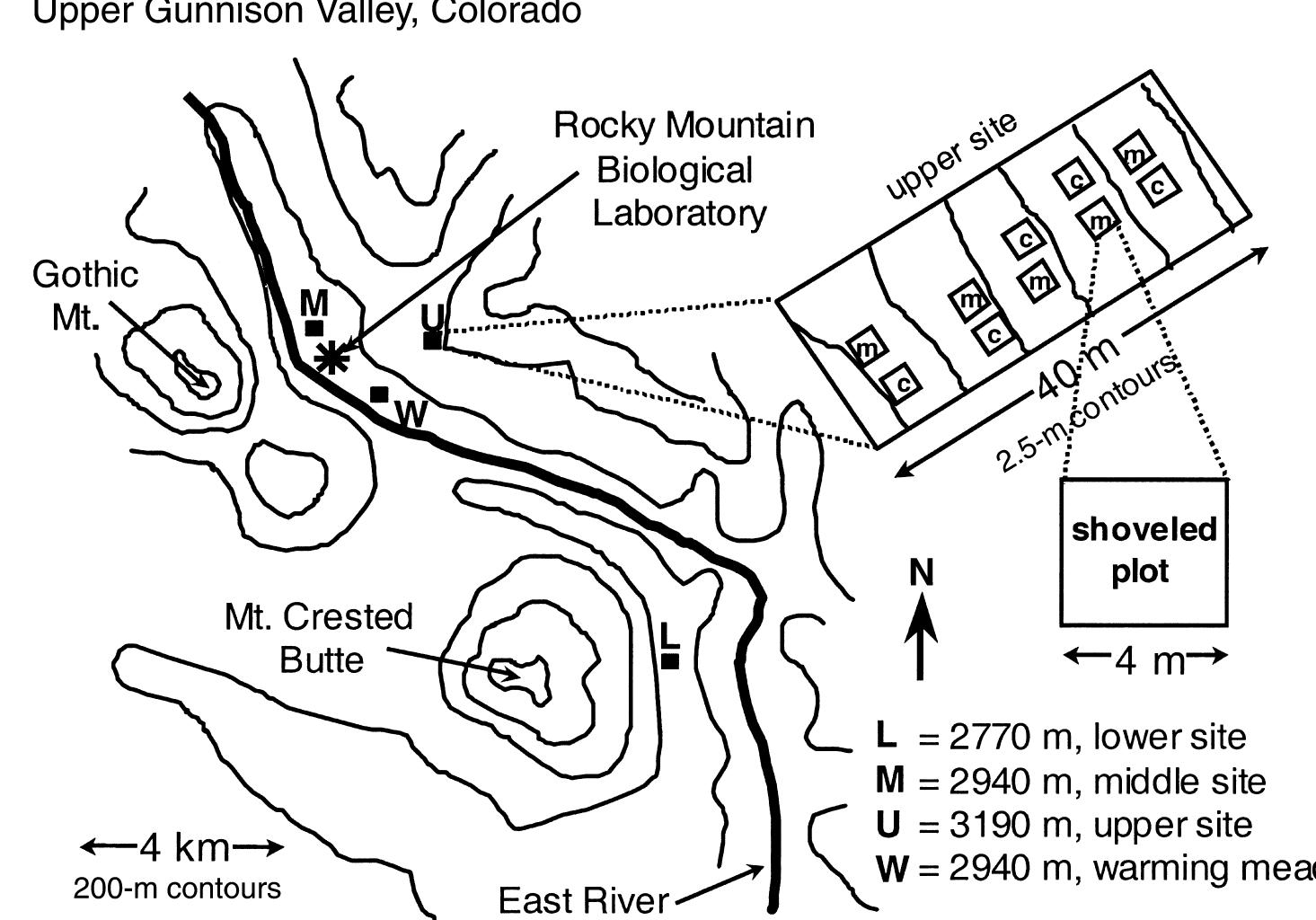 Fic. 3. map showing the location of three elevational sites