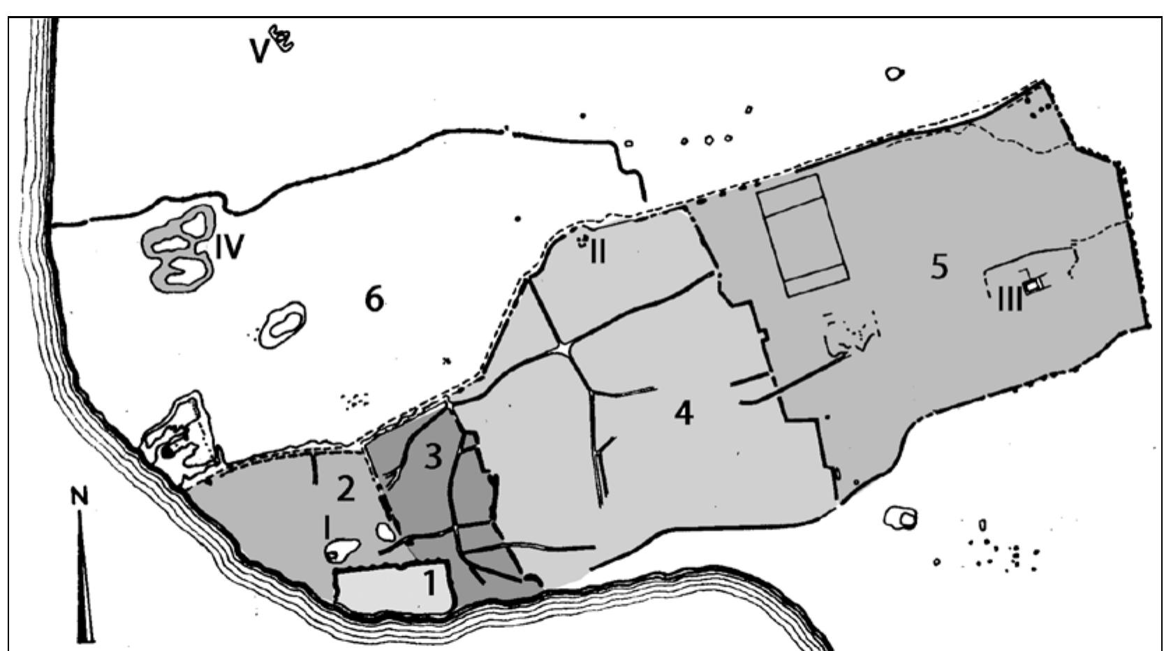 The map of termez. 1-arc 2-first shahristan, 3-second