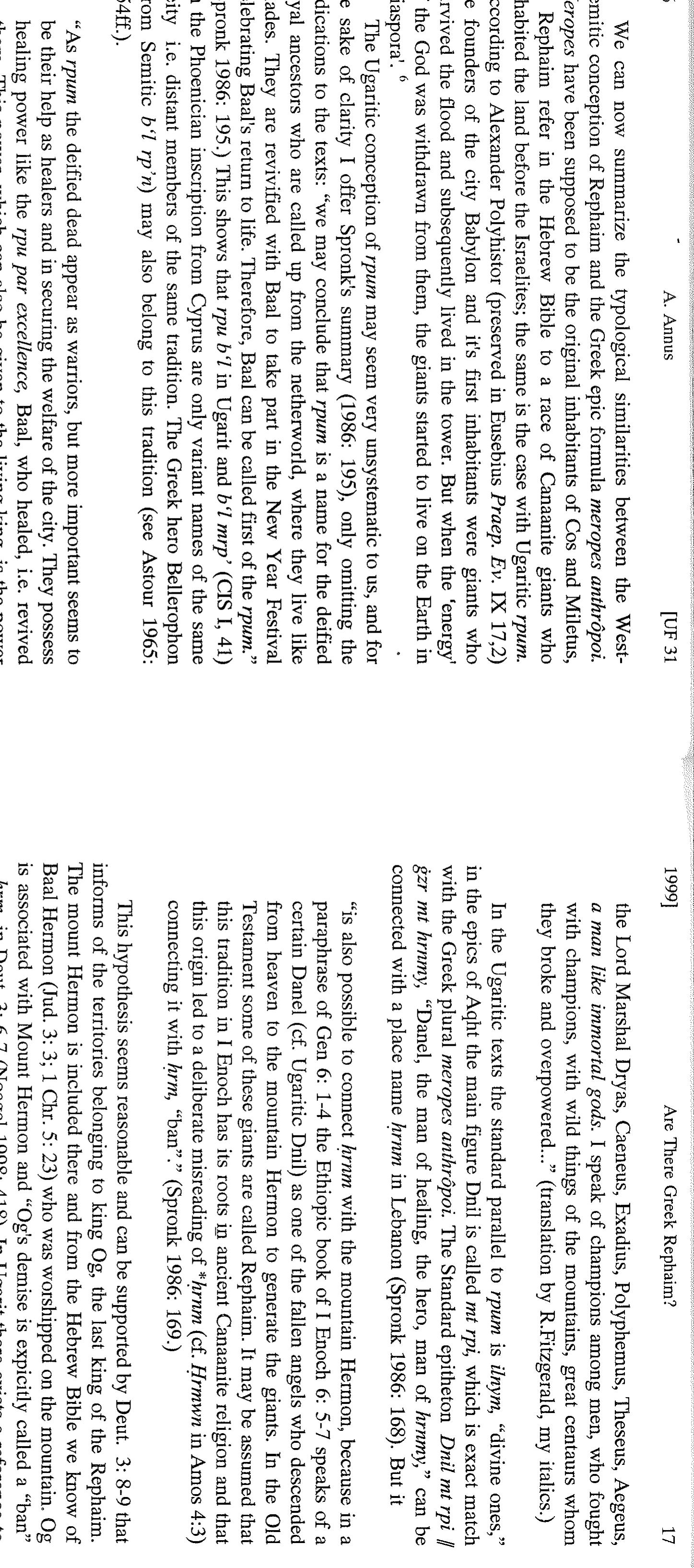 Table 4 - Are There Greek Rephaim? On the Etymology of Greek