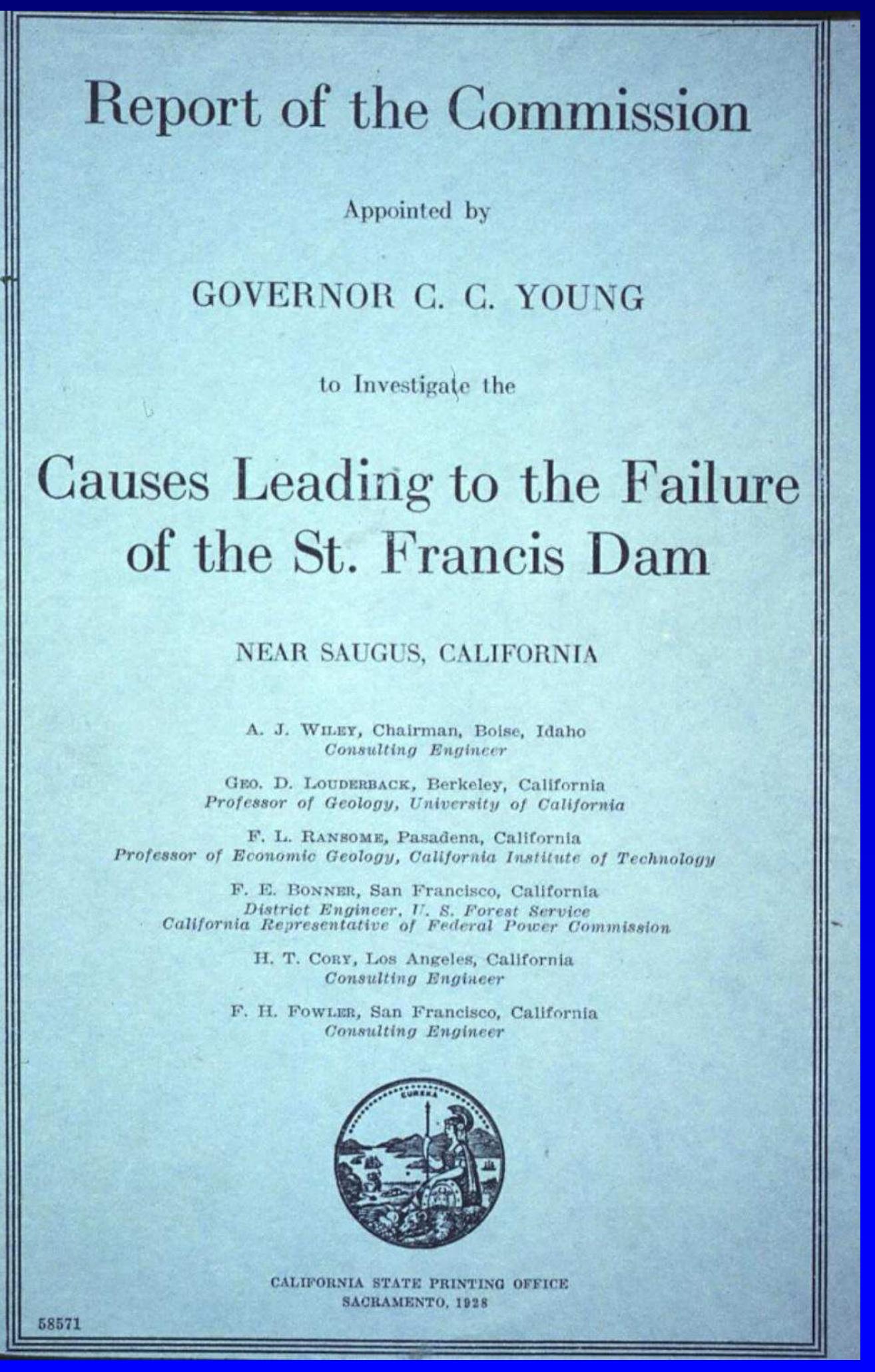 Figure 37 - THE ST. FRANCIS DAM FAILURE worst American civil