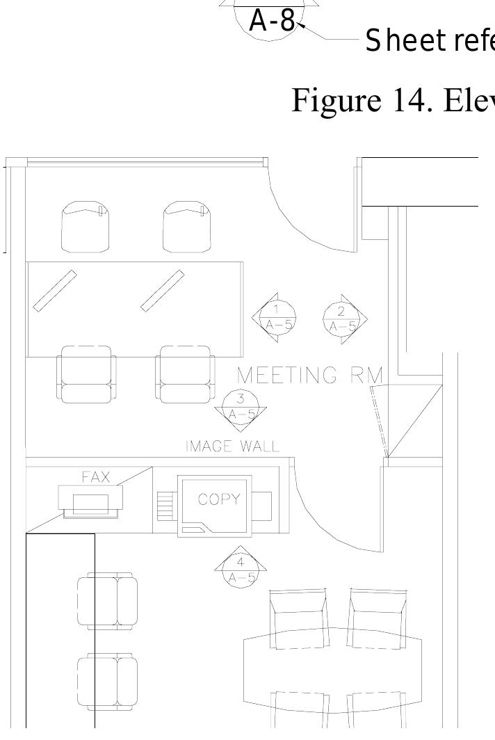 Elevation symbol used on the plan view elevation symbols may