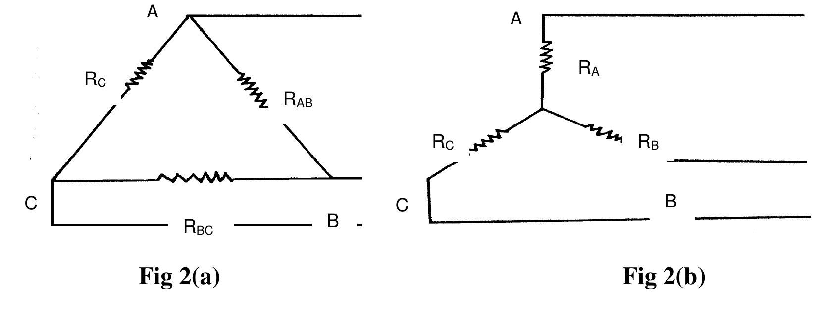 Ae: delta/star transformation: consider three resistors rap,
