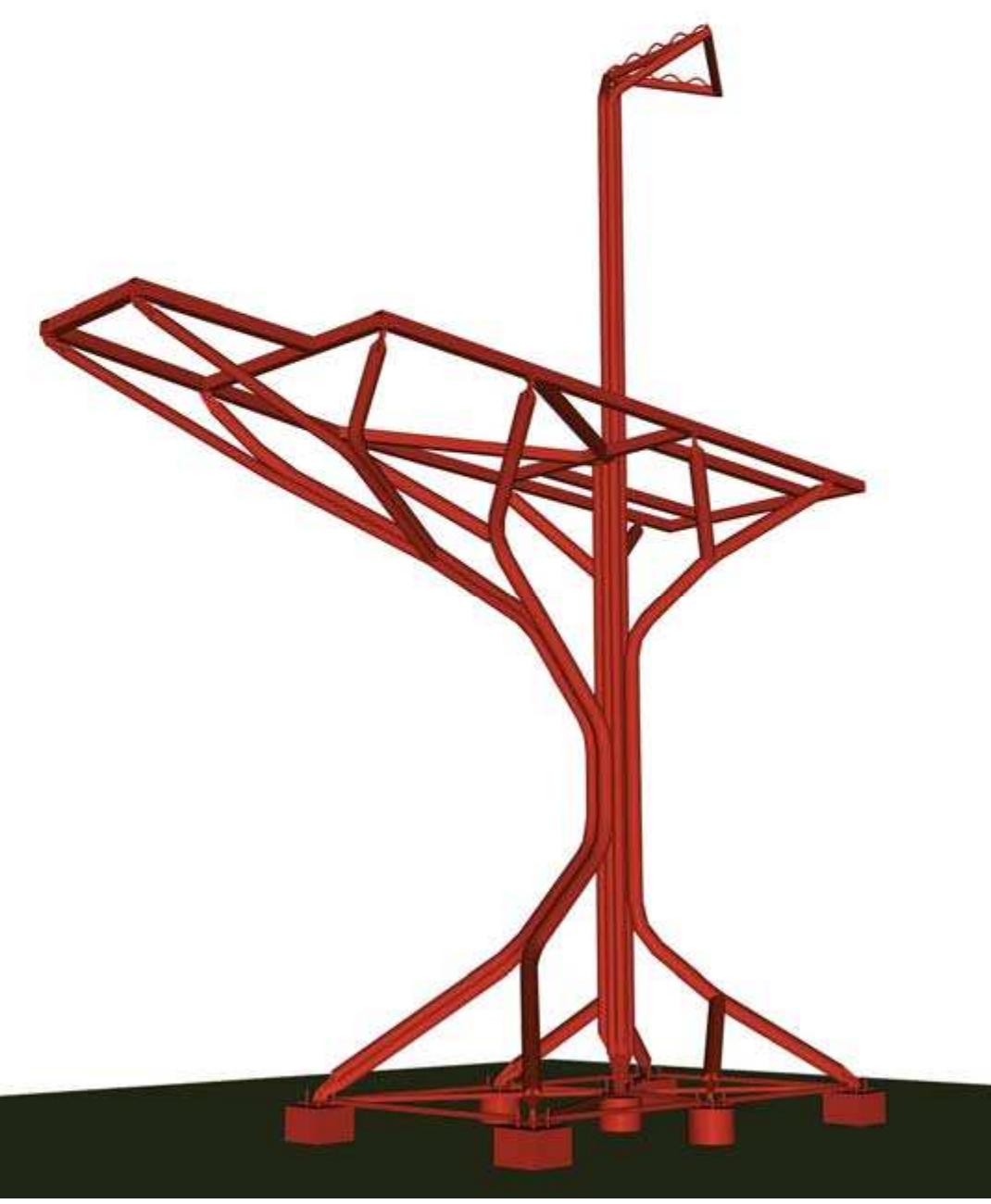 Isometric drawing showing the form of the steel pipe