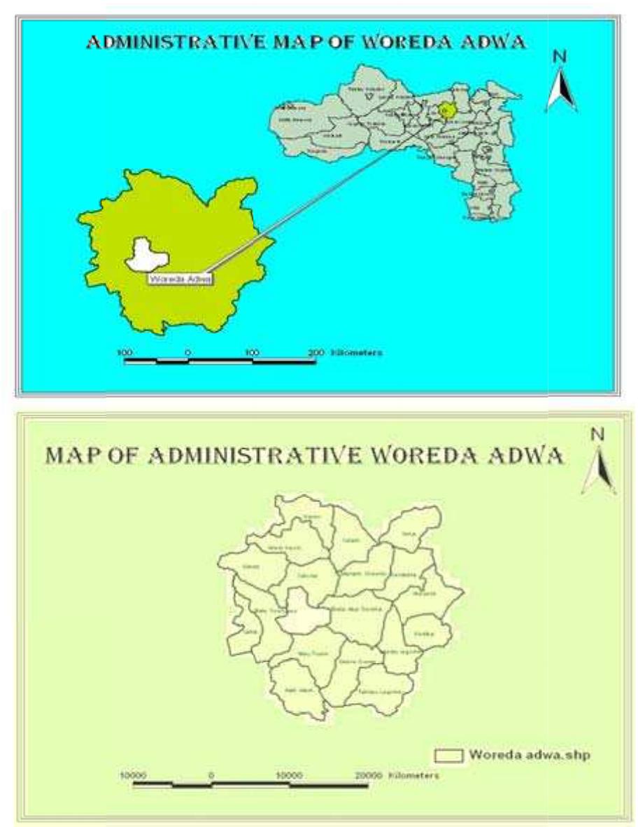 ; map of adwa woreda and administrative kabeles according to