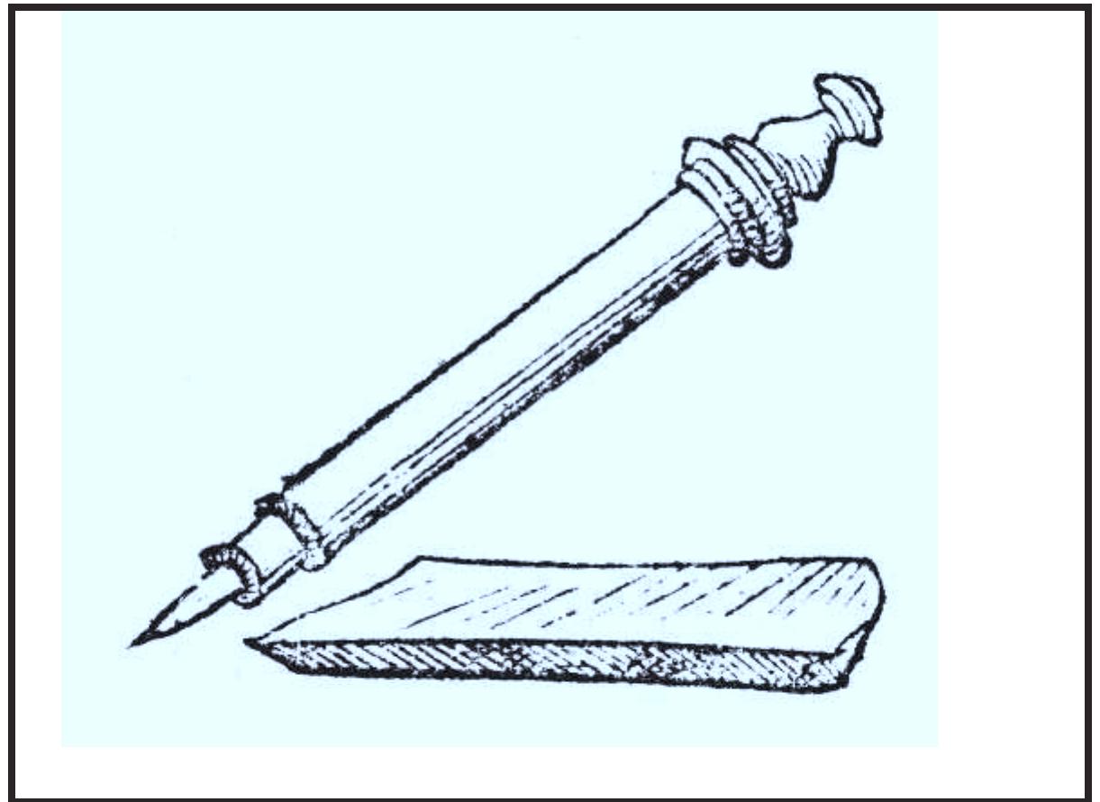The first known depiction of a graphite pencil, from konrad