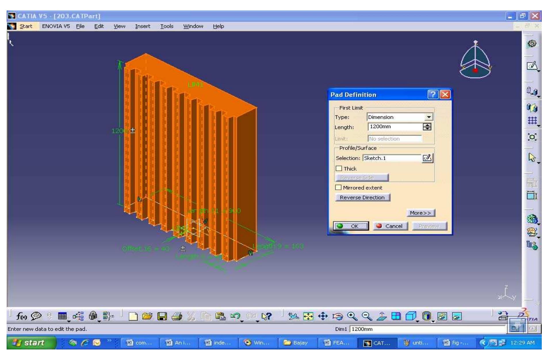 3 extruding sketch of swing jaw plates using pad tool