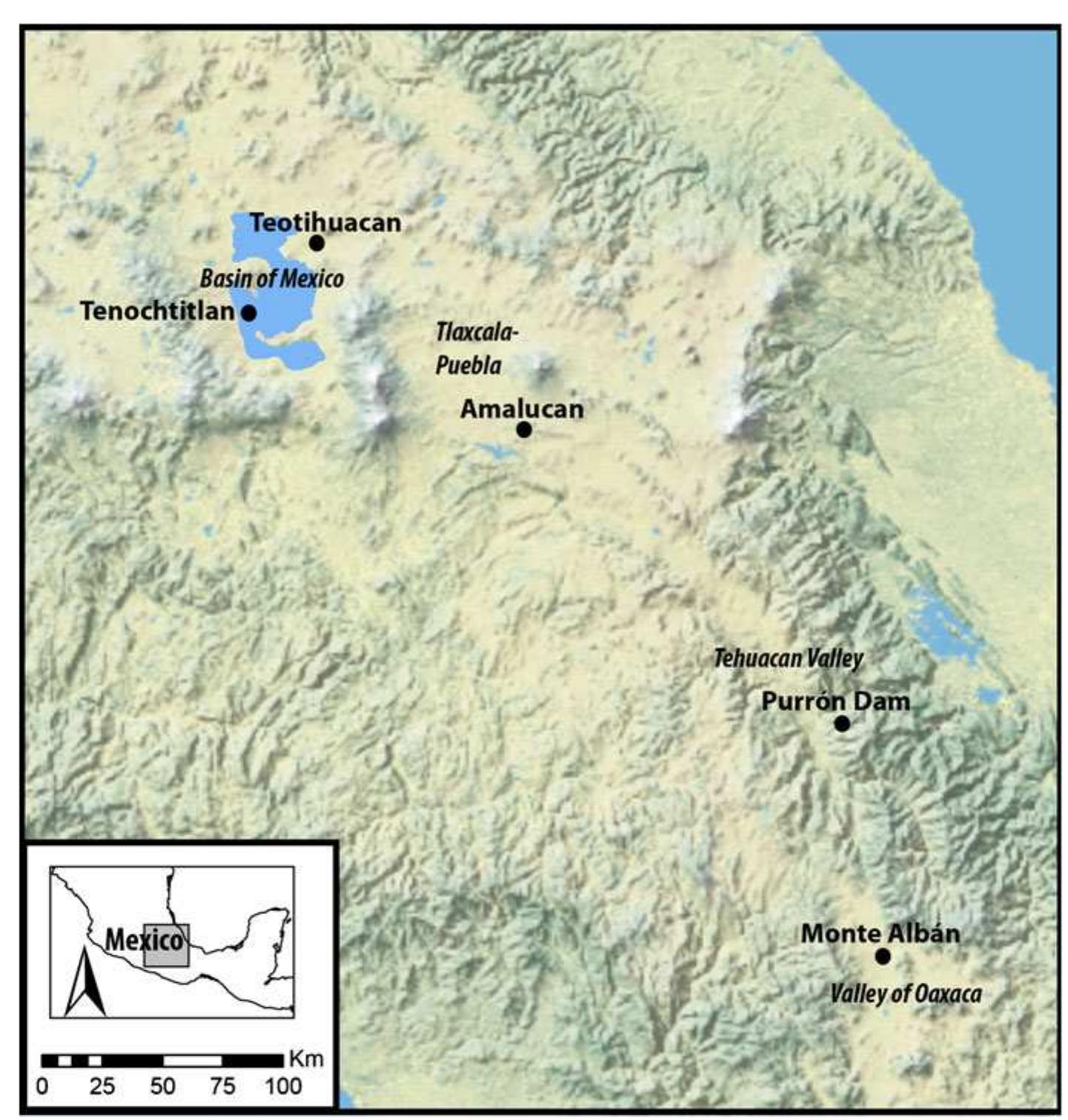 Map of highland mexico with places mentioned in the text
