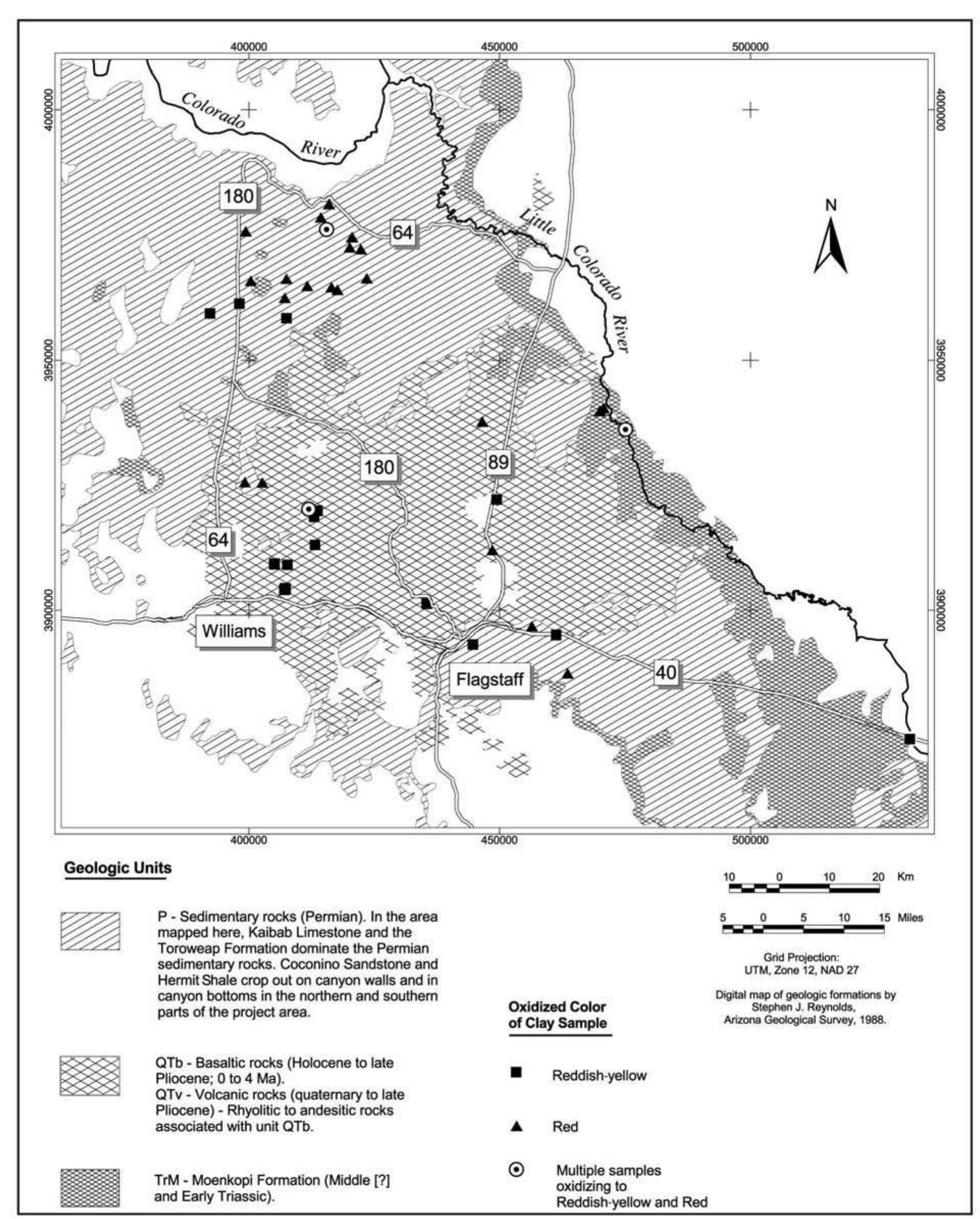 2. clay sample locations, the geologic units they were