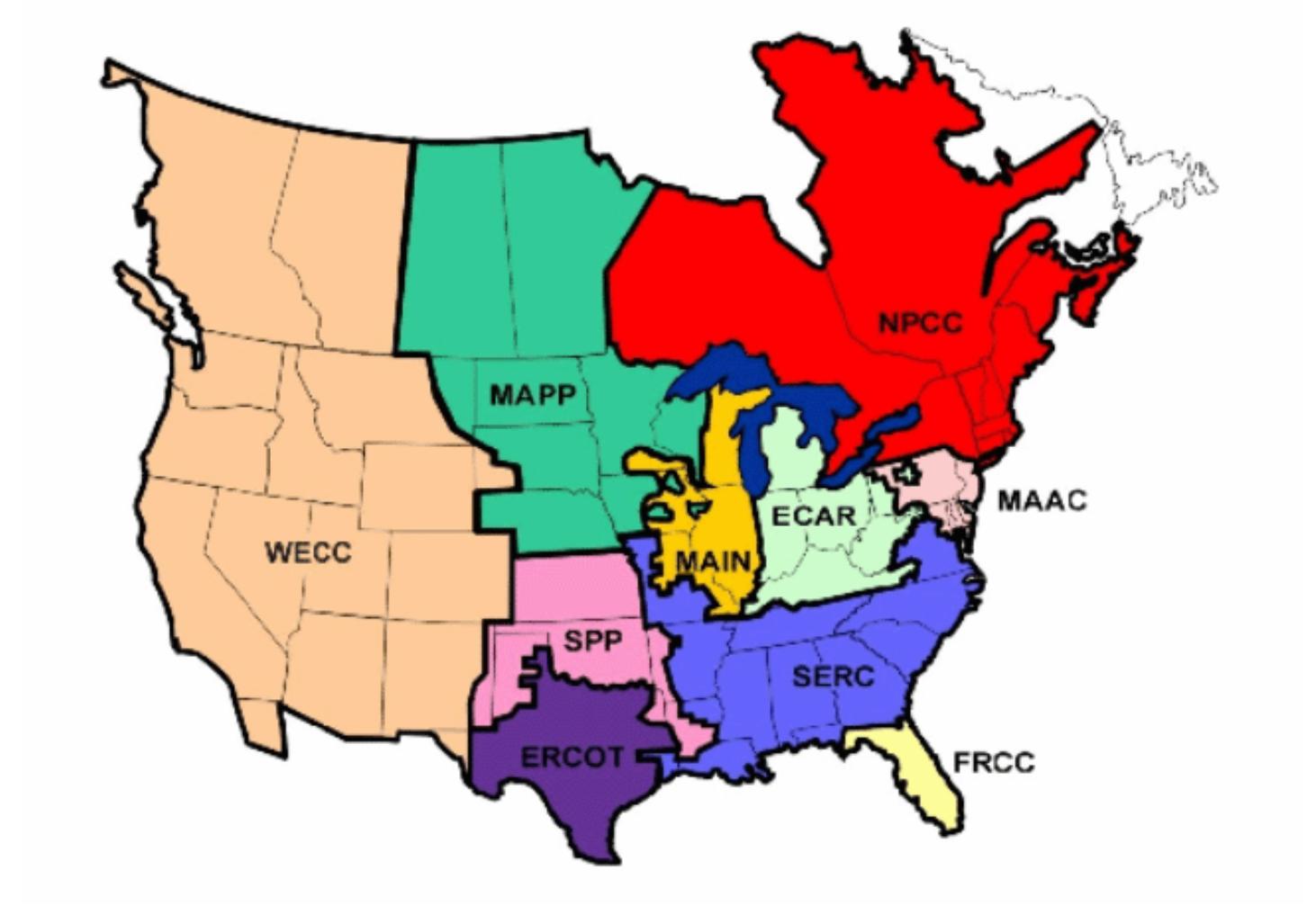 -1—2003 map of nerc regions information was gathered for