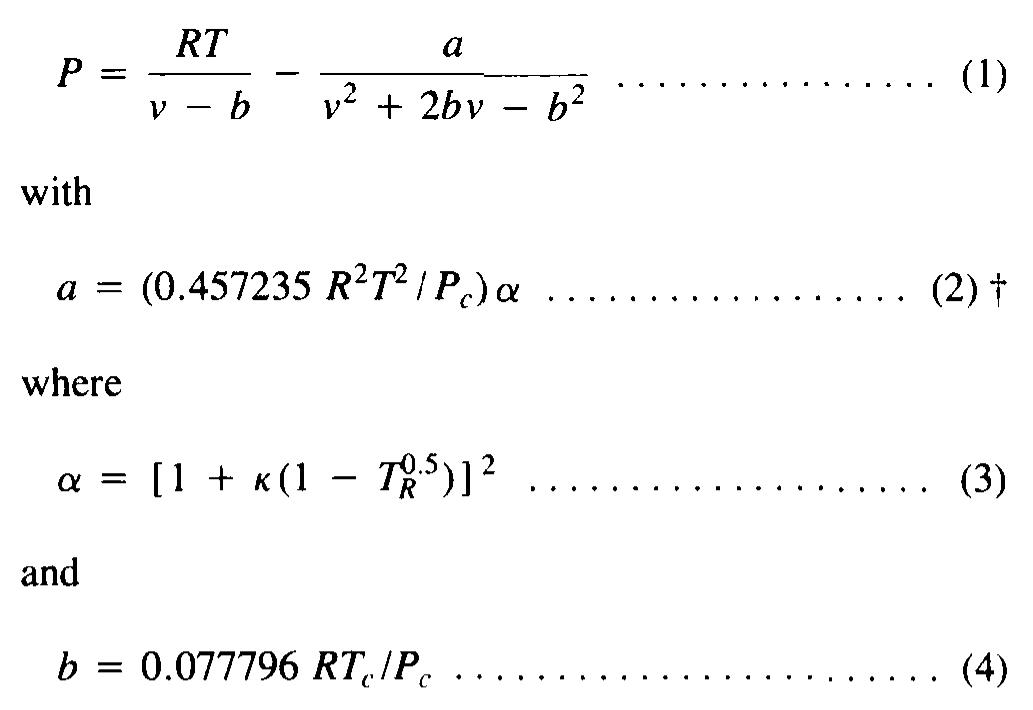 For the prsv equation, the « term in equation (3) has the