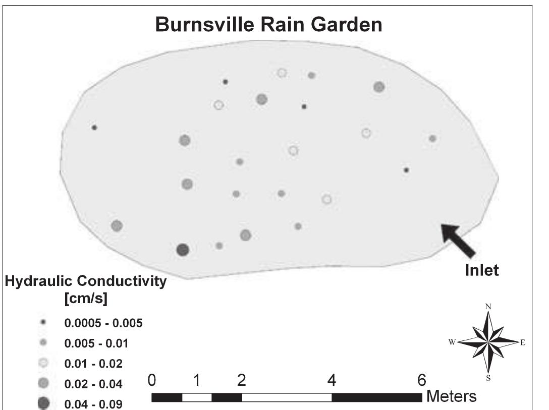 Map showing the range of k,,;, values measured using the mpd