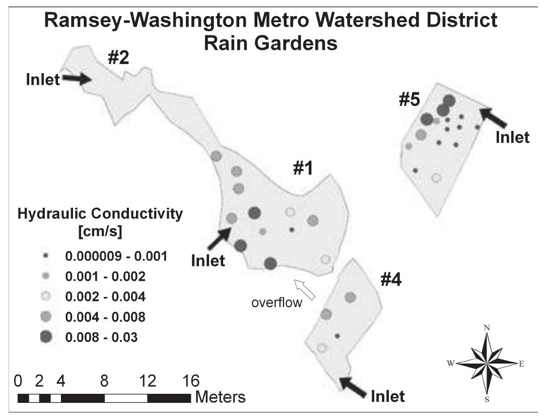 Map showing the range of k,,, values measured using the mpd