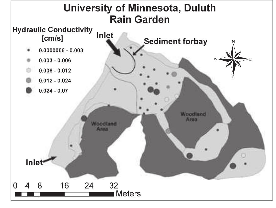 Map showing the range of k,,: values measured using the mpd
