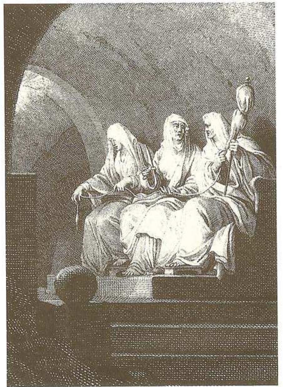 ‘the thread of lite in greek myth, the three fates - clotho,
