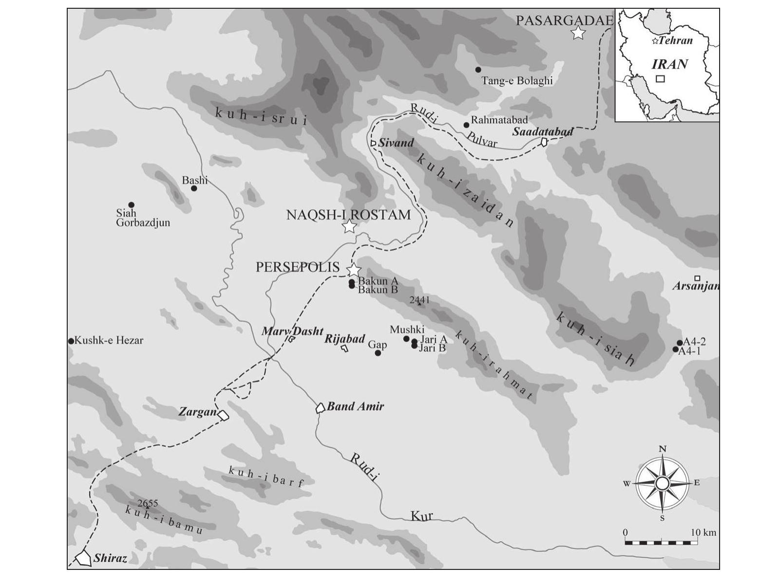 Map showing the location of tall-i jari b and the neolithic