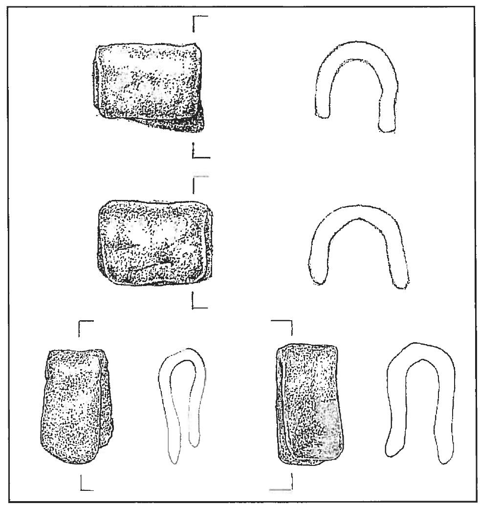 Four lead net weights from qantir, eastern nile delta,
