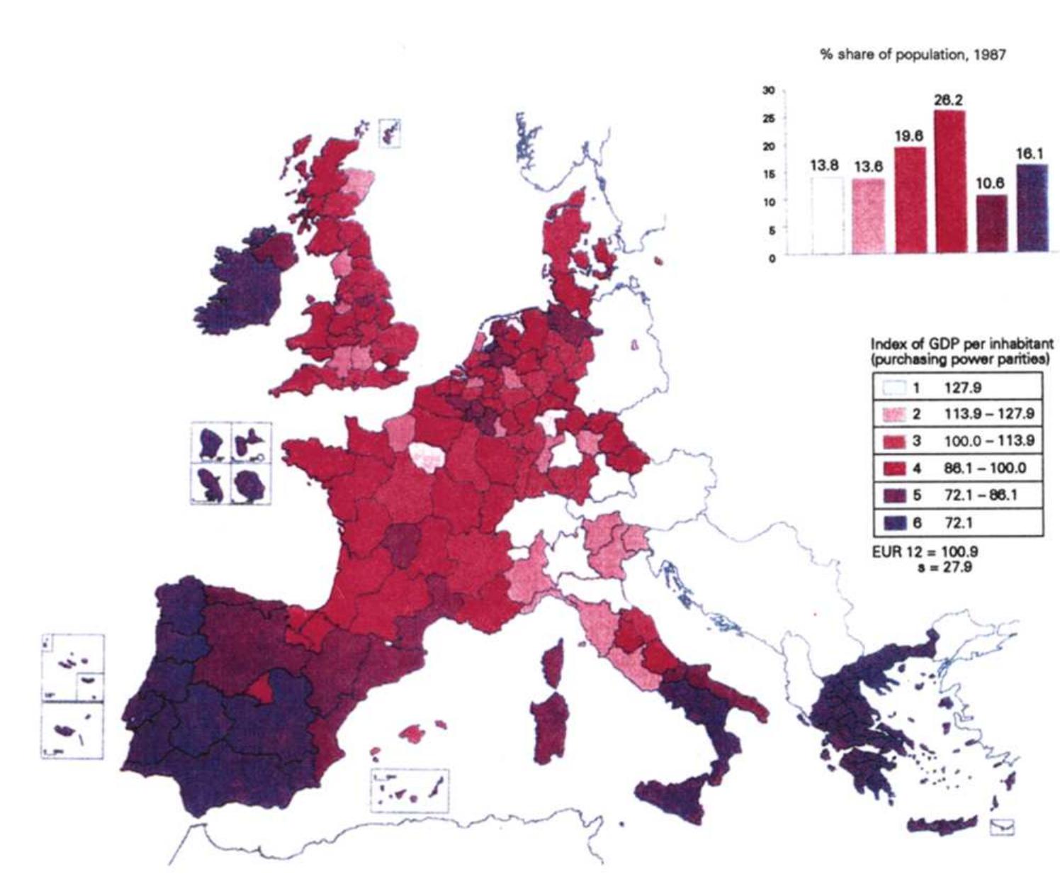 Map 2. regional gdp per inhabitant. 1988. map 1. business