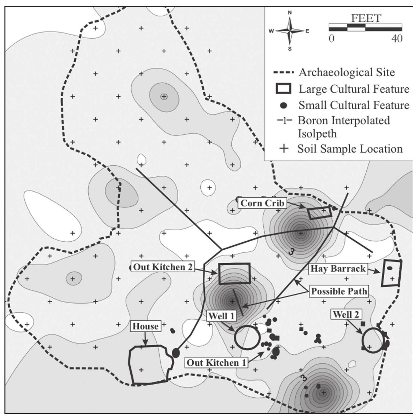 Interpolated b isopleth distribution map. (figure by the