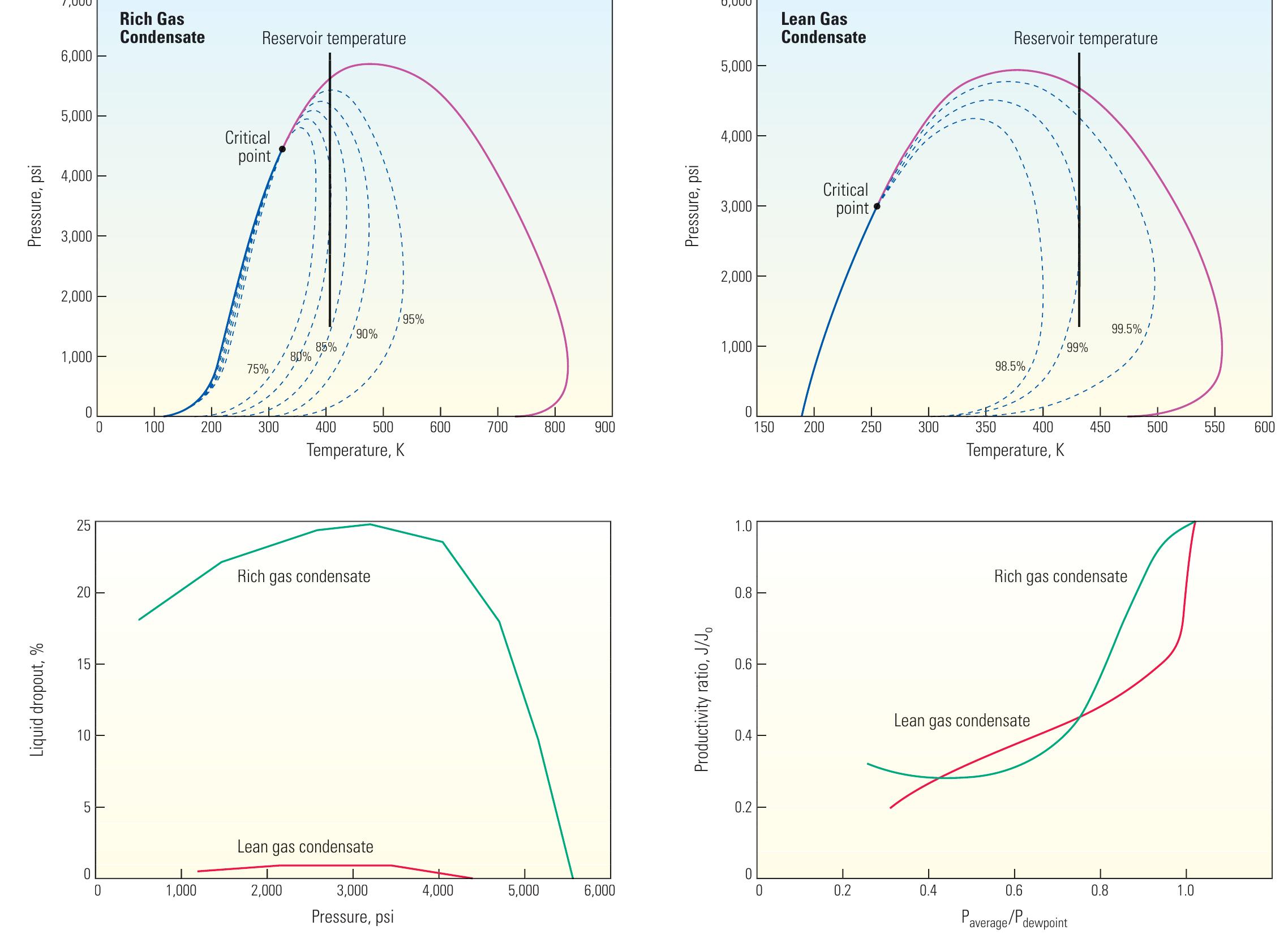 examples of rich and lean gas-condensate behavior. when